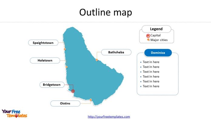 Barbados Map with 11 Parishes - Free PowerPoint Template